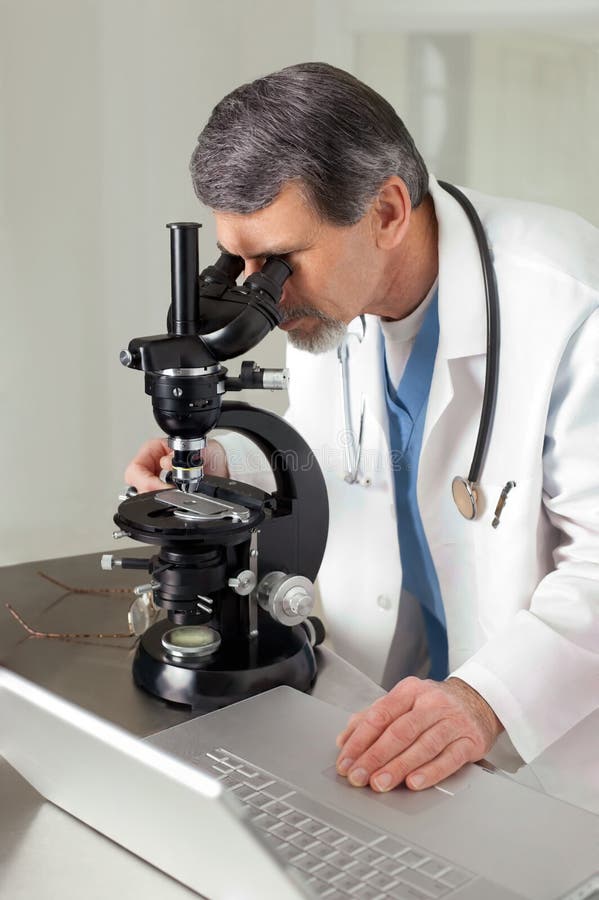 Doctor or Scientist at the Microscope Stock Image - Image of medicine ...