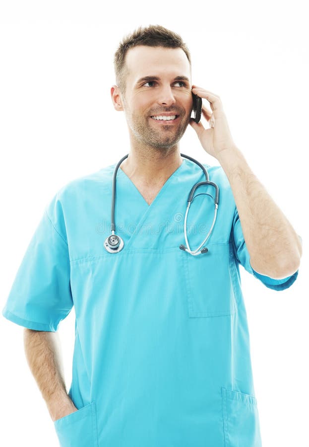 Doctor on the phone stock photo. Image of mobile, doctor - 34806206