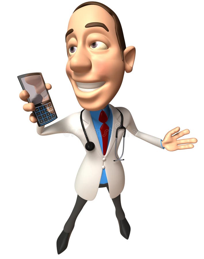 Doctor with a mobile phone stock illustration. Illustration of healthy ...