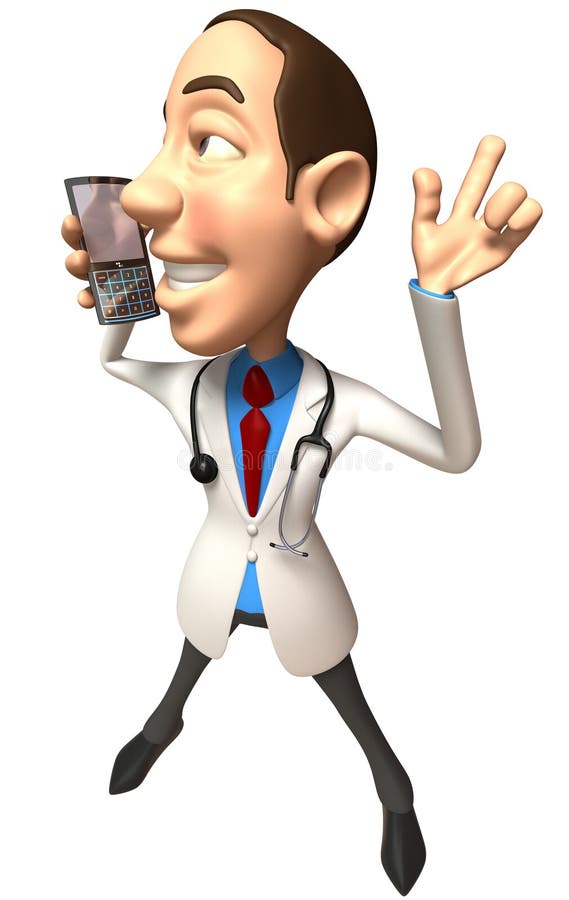 Doctor with a mobile phone stock illustration. Illustration of healthy ...