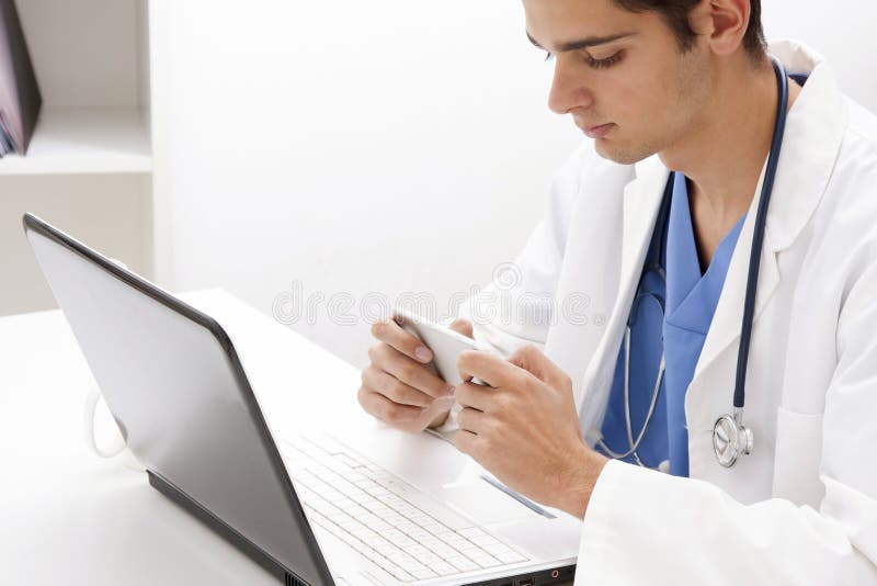 Doctor with mobile phone stock photo. Image of call, clinic - 81743146