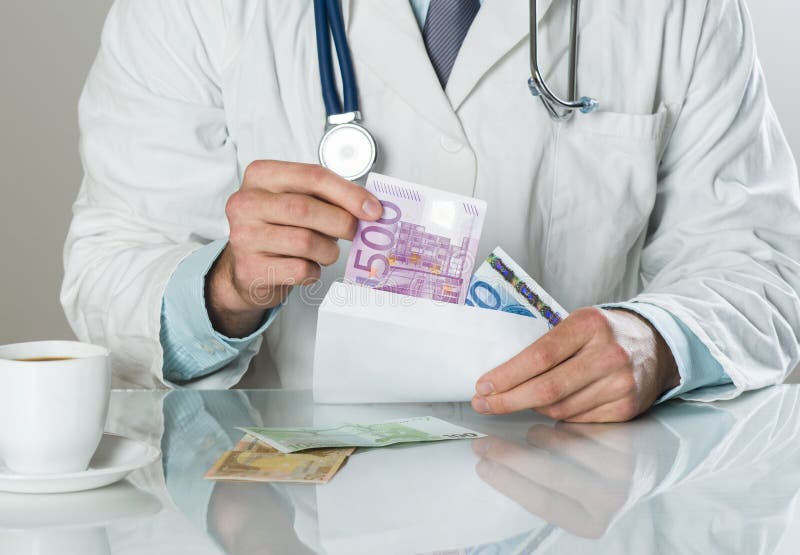 Doctor with money stock image. Image of give, hospital - 30714093