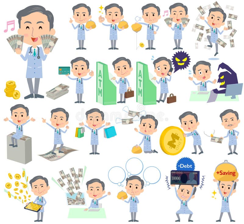Doctor about the money stock vector. Illustration of bills - 74670513