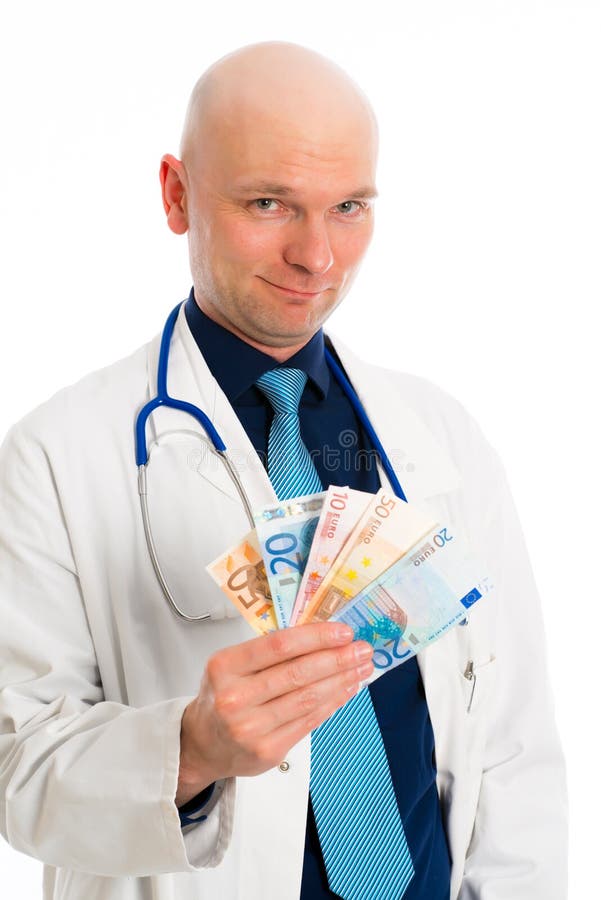 Doctor with Money in White Lab Coat Stock Photo - Image of education ...
