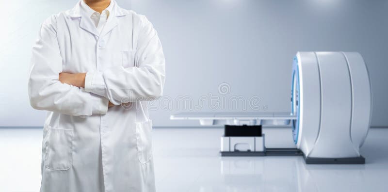 Doctor with Mri Scanner Machine in Hospital Room Stock Photo - Image of ...