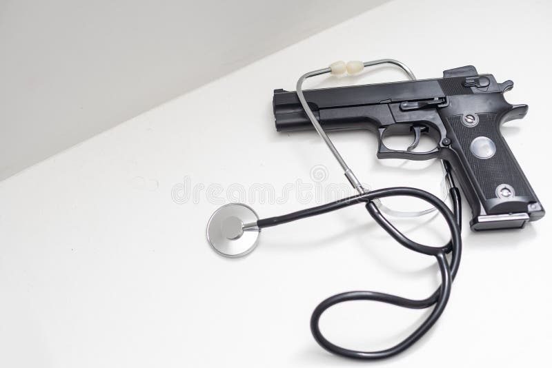 Doctor the Murderer, Stethoscope and Gun. Stock Image - Image of ...