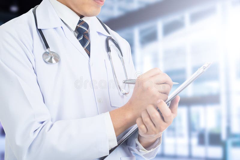 Doctor Note His Report for Checkup Patient Stock Image - Image of ...