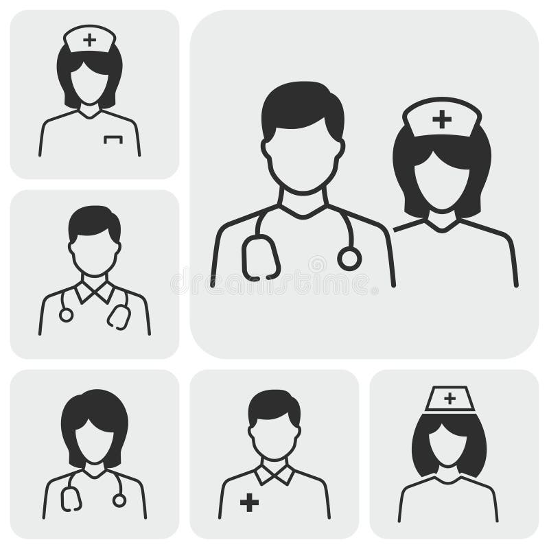 Doctor and Nurse Icon Set. Illustrations Isolated on White Stock ...