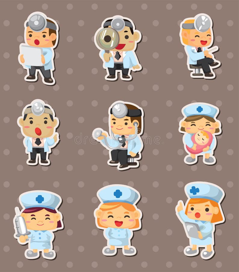 Doctor and nurse stickers stock vector. Illustration of germ - 25807064