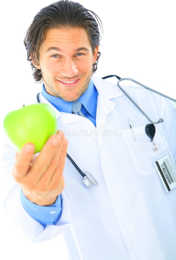 Doctor Offering Chemical and Natural Vitamins. Stock Image - Image of ...