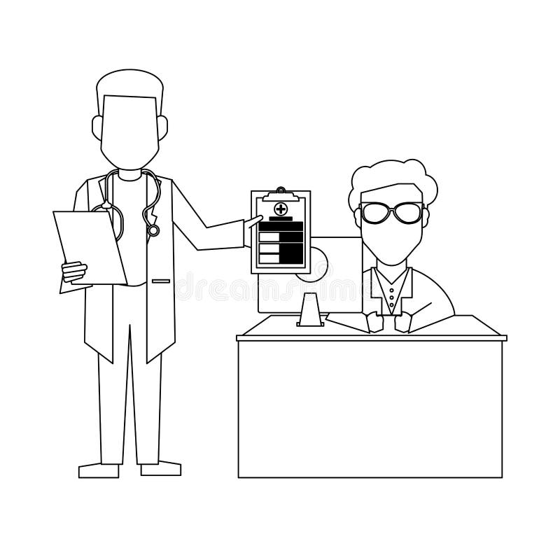 Doctor Office Concept Black and White Stock Vector - Illustration of ...