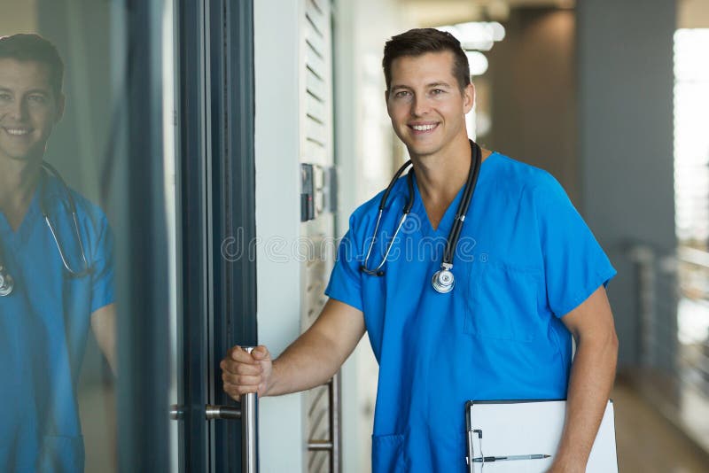 Doctor opening office door stock photo. Image of care - 56751376