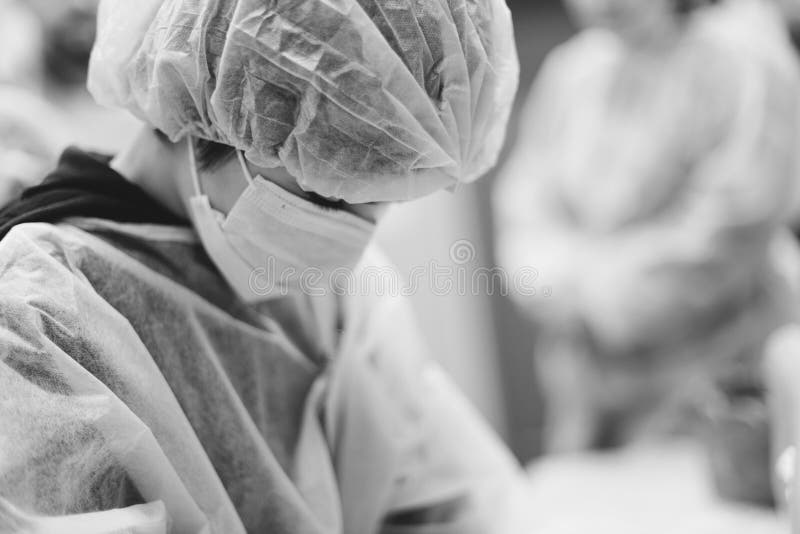 Doctor in the Operating Room. Black and White Photo Stock Image - Image ...