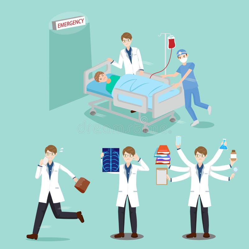 Busy Doctor Cartoon