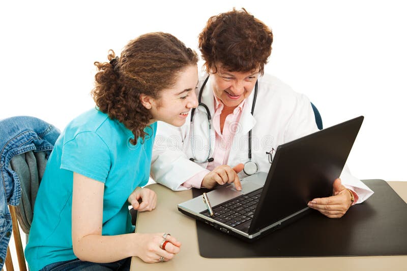 Doctor and Patient on Computer Stock Photo - Image of office, mature ...