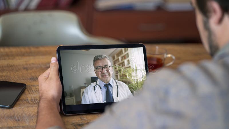 Doctor and Patient Talking on Computer Video Call Stock Photo - Image ...