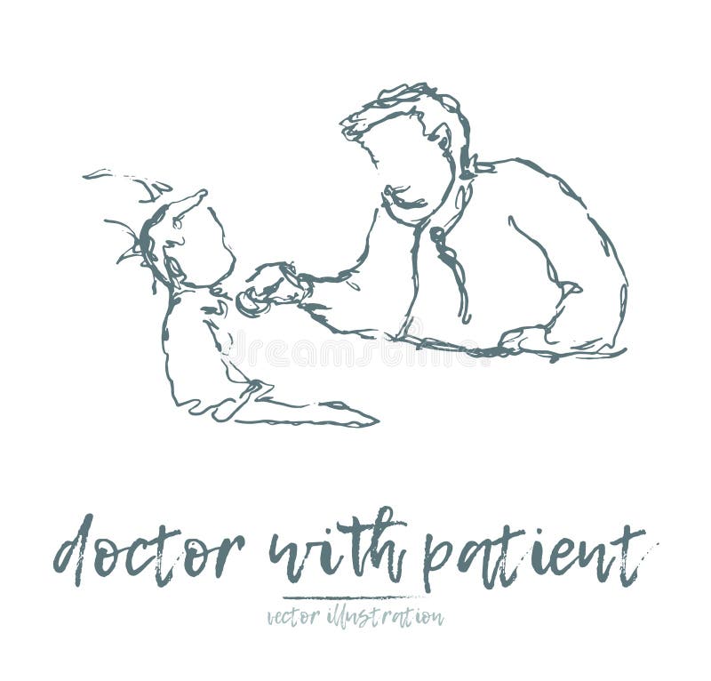 Doctor Patient Vector Sketch Hand Drawn Stock Vector - Illustration of ...