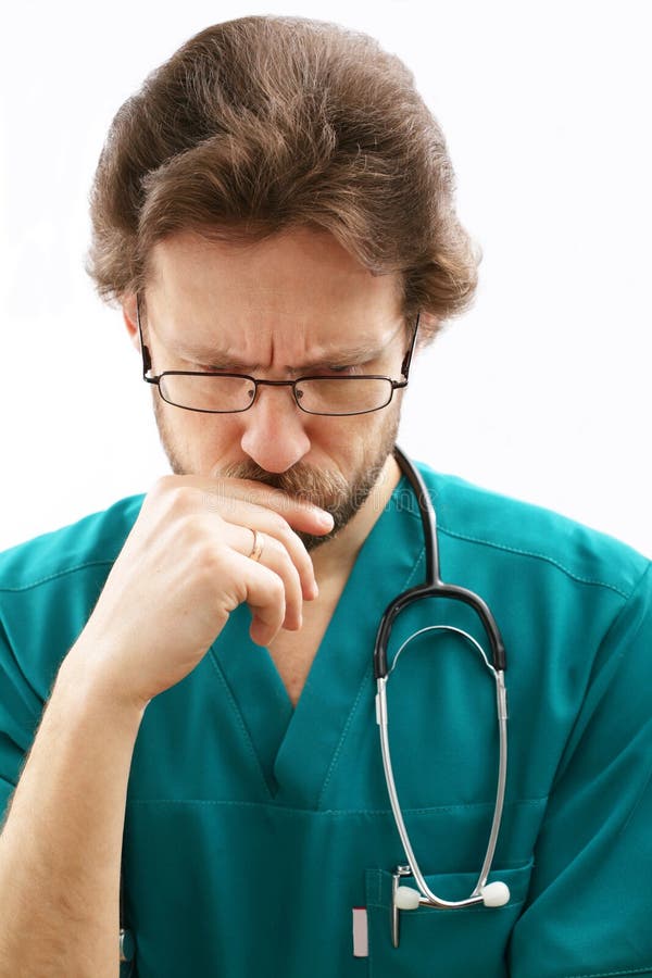 Doctor pensativo foto de archivo. Imagen de cuidado, pista - 12890754
