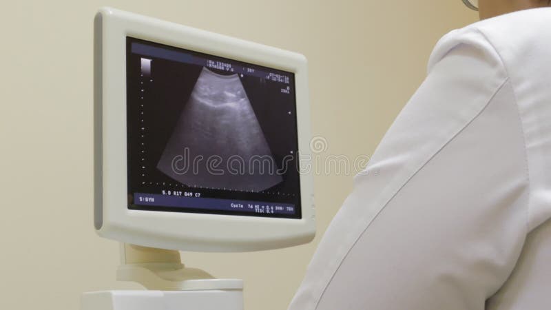 Doctor Performing an Ultrasonic Examination on a Young Woman Stock ...