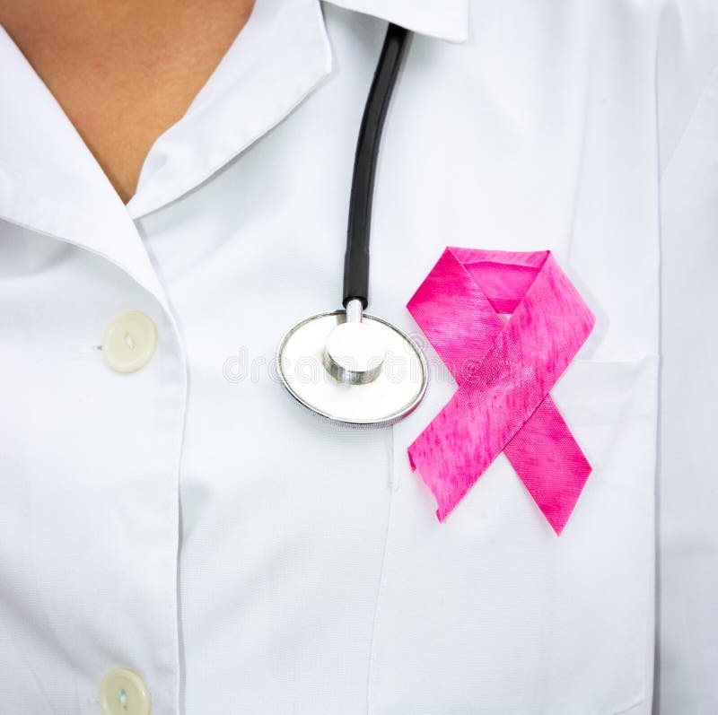 Doctor with a Pink Symbol of AIDS Stock Photo - Image of disease ...