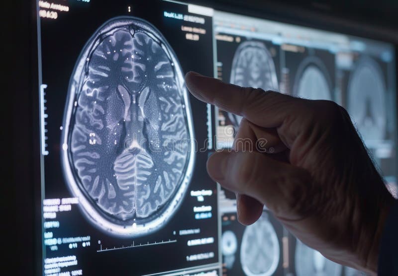 Doctor Pointing at Brain Scan Stock Photo - Image of bone, neurology ...