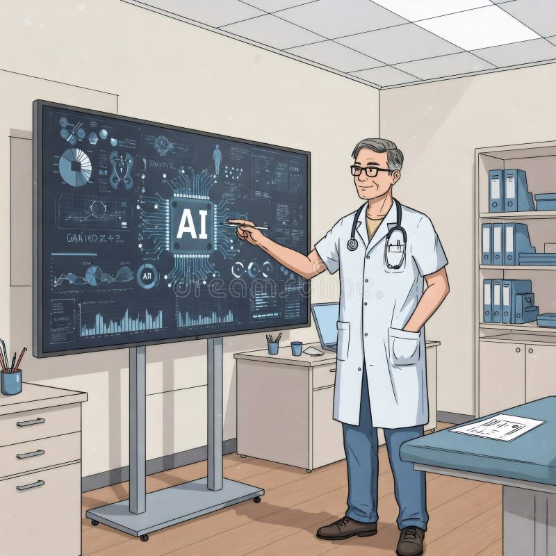 Doctor Explaining Artificial Intelligence in Medicine Stock ...