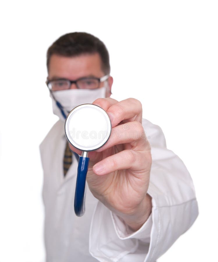 Doctor Points Stethoscope at Camera Stock Image - Image of health ...