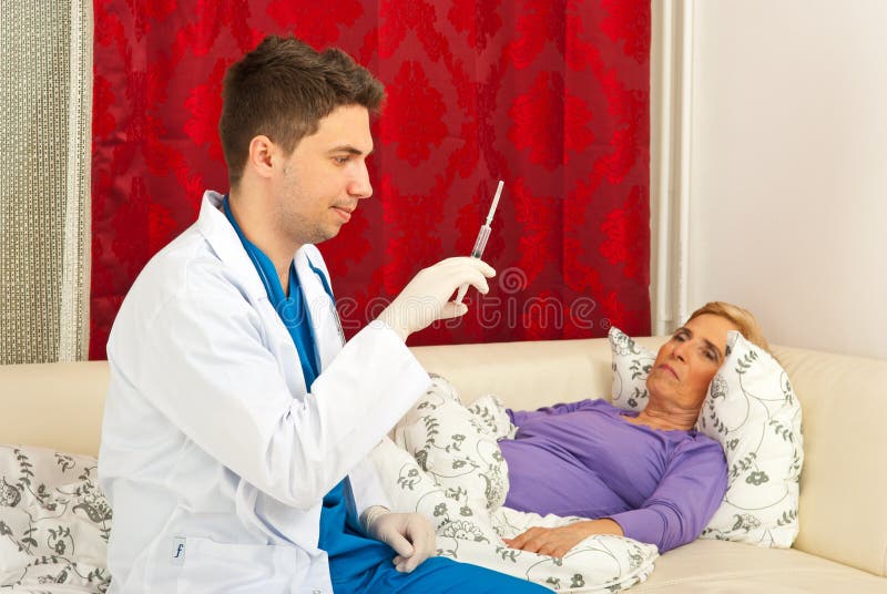 Doctor Prepare Syringe for Sick Senior Stock Image - Image of injection ...
