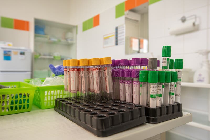 Doctor Preparing Patient for Blood Sampling. Focus on Blood Test Tools ...