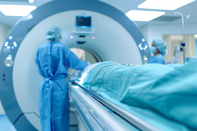 Doctor Preparing Patient for MRI Scan. Generative AI. Stock Photo ...