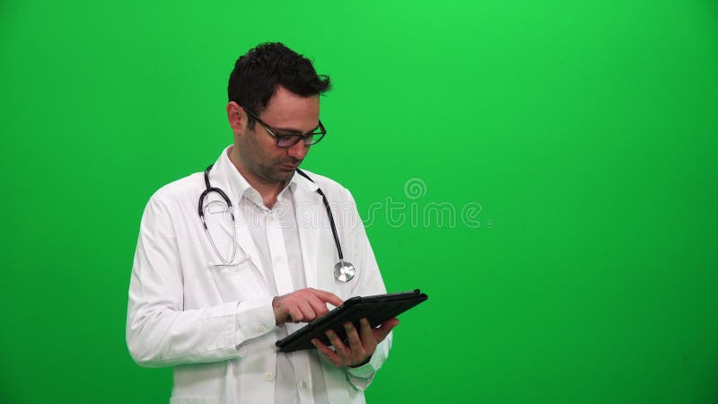 Doctor Presenting with Digital Screen. Left Side Stock Video - Video of ...