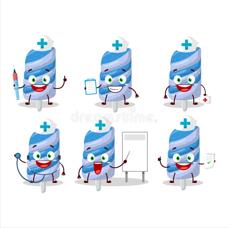 Doctor Profession Emoticon With Gummy Candy Blueberry Cartoon Character