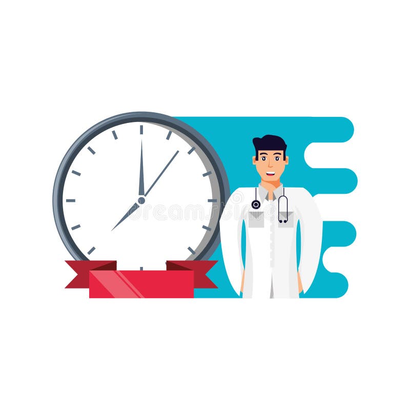 Doctor Professional with Clock Time Stock Illustration - Illustration ...