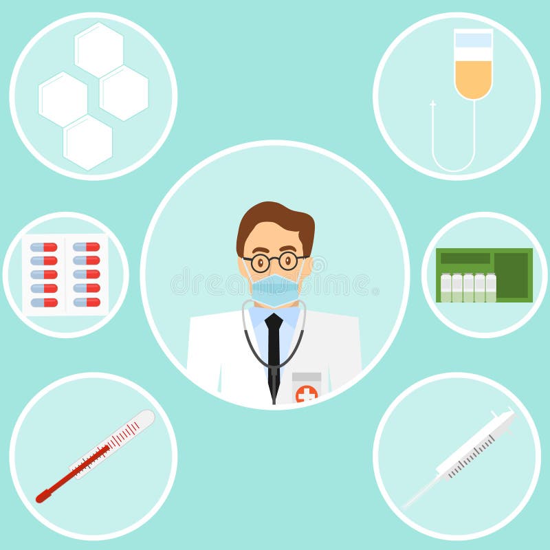 Doctor in a Protective Mask. a Set of Doctors. Coronavirus Protection ...