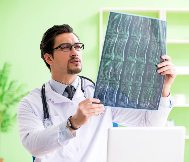 Doctor Radiologist Looking at X-ray Scan in Hospital Stock Photo ...