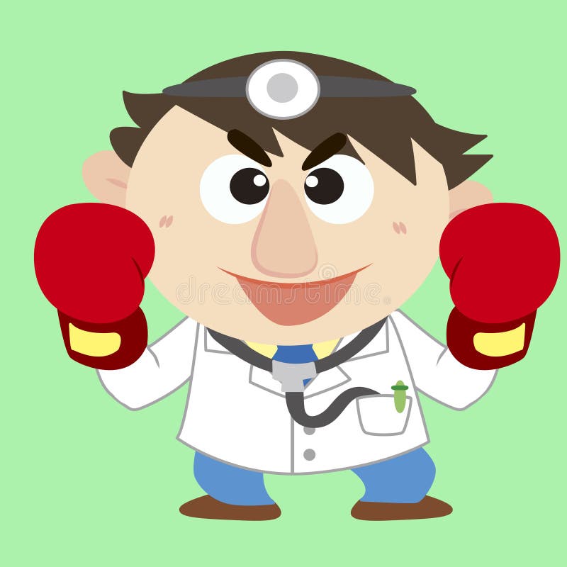 Doctor Raise His Boxing Gloves Stock Vector - Illustration of cartoon ...