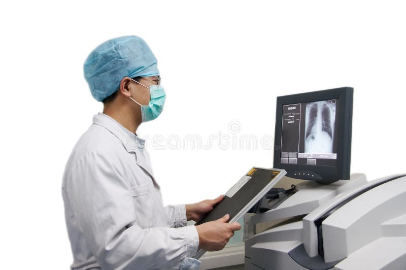 Doctor and x-ray computer stock image. Image of control - 4600175