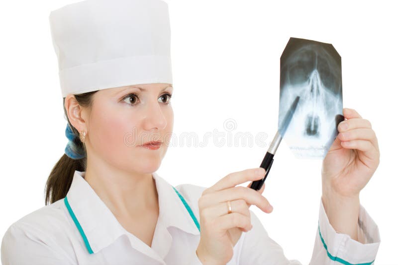Doctor examining x-ray stock image. Image of female, lung - 14541579