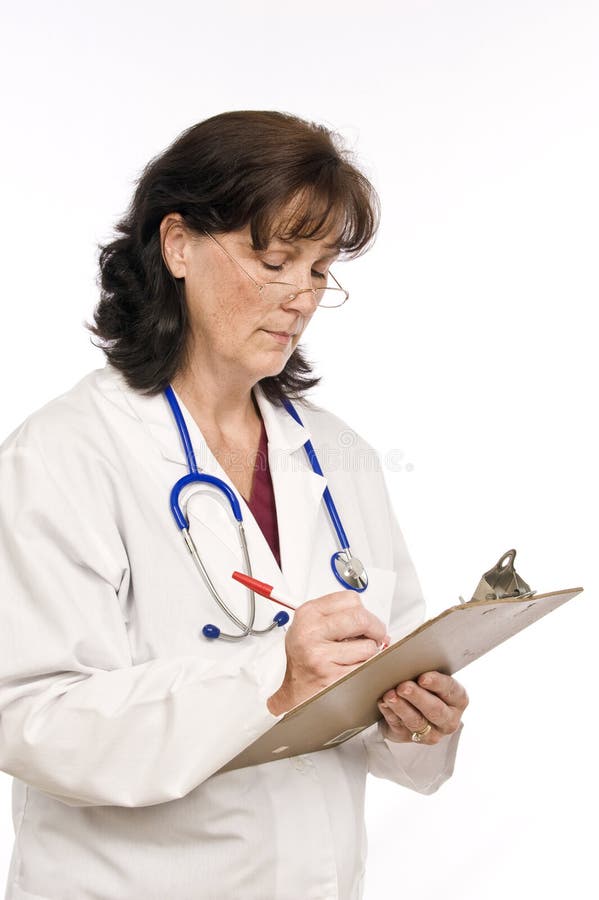 Doctor Reading and Going Over Notes Stock Photo - Image of happy, copy ...