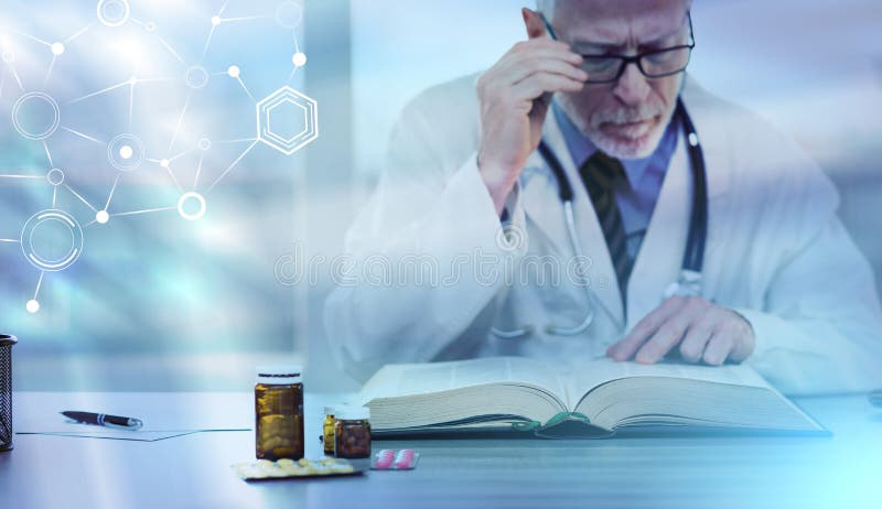 Doctor Reading a Textbook; Light Effect Stock Image - Image of ...