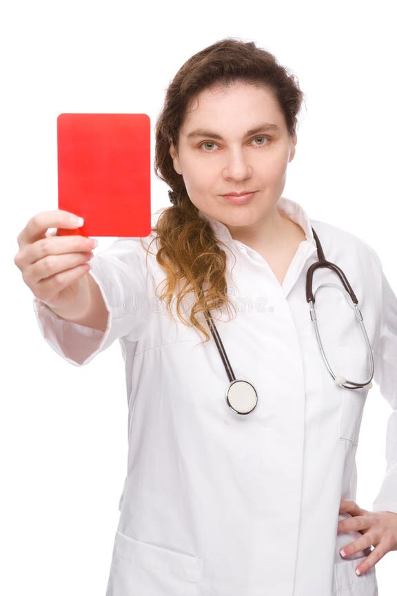 Doctor with red card stock image. Image of medic, female - 14139207