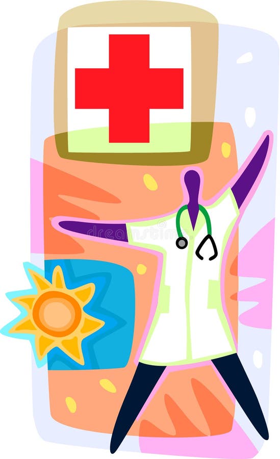Doctor and a Red Cross Sign Stock Illustration - Illustration of ...