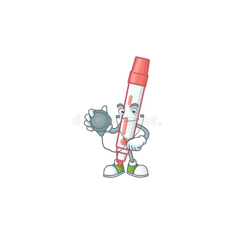 Doctor Red White Board Marker in Cartoon Stock Vector - Illustration of ...