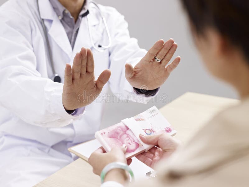 Doctor Refusing Cash Payment Stock Image - Image of payment, looking ...