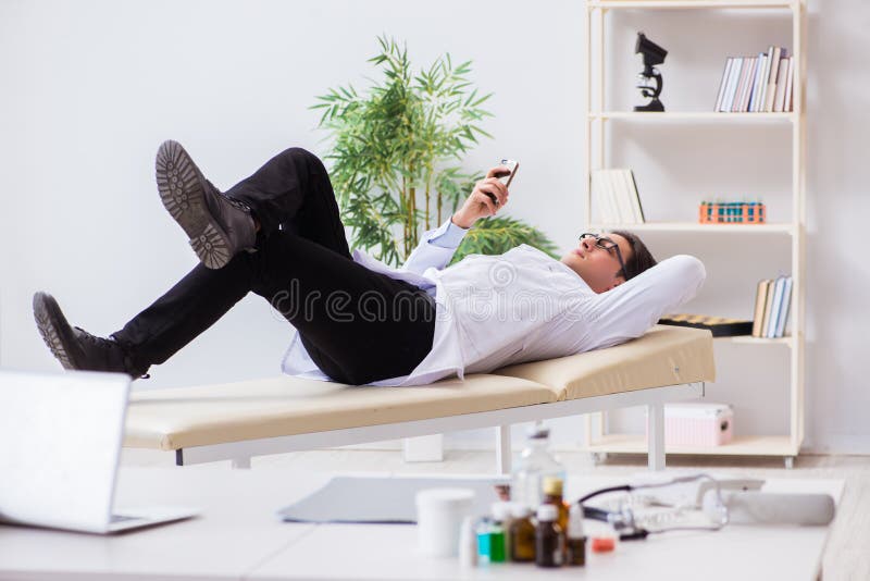 The Doctor Relaxing after Complex Surgery in Hospital Stock Photo ...