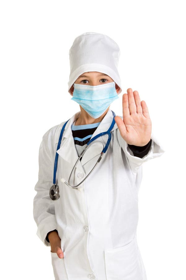 Doctor Shows Left Hand Stop Sign Stock Image - Image of pediatrician ...