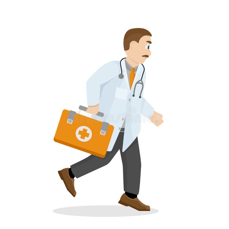 Doctor Running on Call with a Medical Briefcase. Stock Vector ...