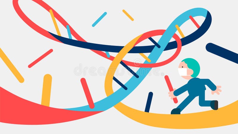 Doctor Running Inside DNA Helix Stock Illustration - Illustration of ...