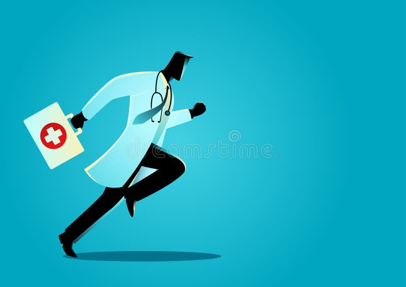 Doctor Running with Suitcase Stock Vector - Illustration of hurry ...