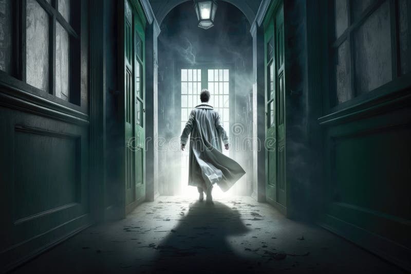 The Doctor Runs Down the Corridor with His Back To Him. Generative AI ...